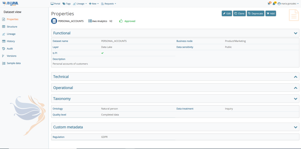 Anjana Data V2.0: customización del metamodelo CORE